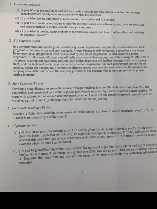 Solved 1. Conceptual questions: (a) (7 pts) What is the most | Chegg.com