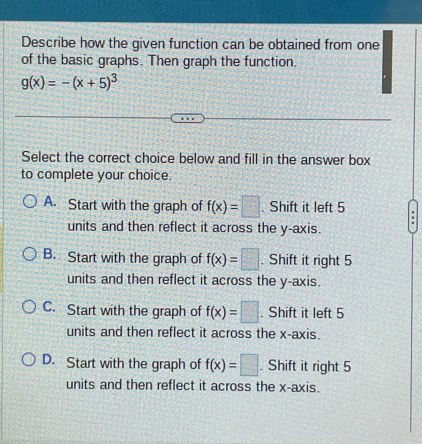 Solved Describe how the given function can be obtained from | Chegg.com