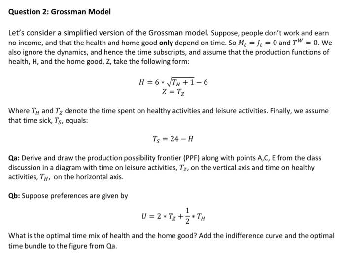 Solved Let's consider a simplified version of the Grossman | Chegg.com