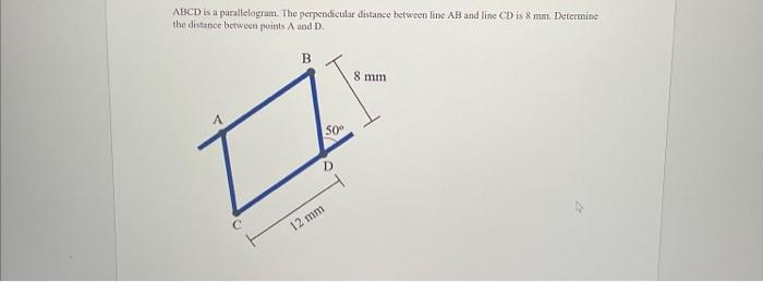 Solved ABCD is a parallelogram. The perpendicular distance | Chegg.com