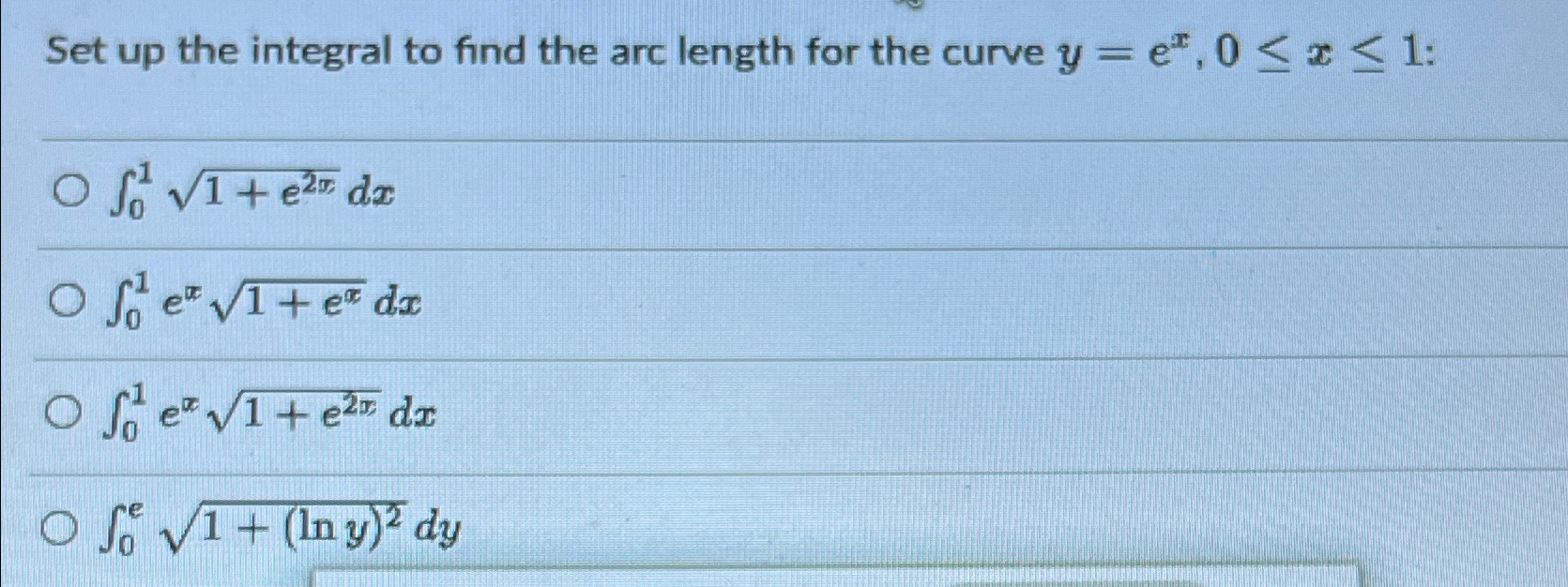Solved Set up the integral to find the arc length for the | Chegg.com
