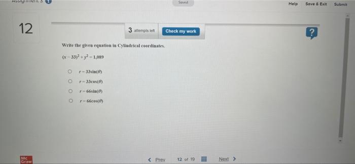 Solved Assignment 3 S Help Seve & Exit Submit 10 3 anos | Chegg.com