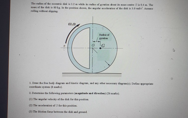 Solved The radius of the eccentric disk is 1.2 m while its | Chegg.com