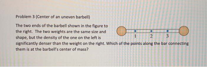 Solved Problem 3 (Center of an uneven barbell) The two ends | Chegg.com