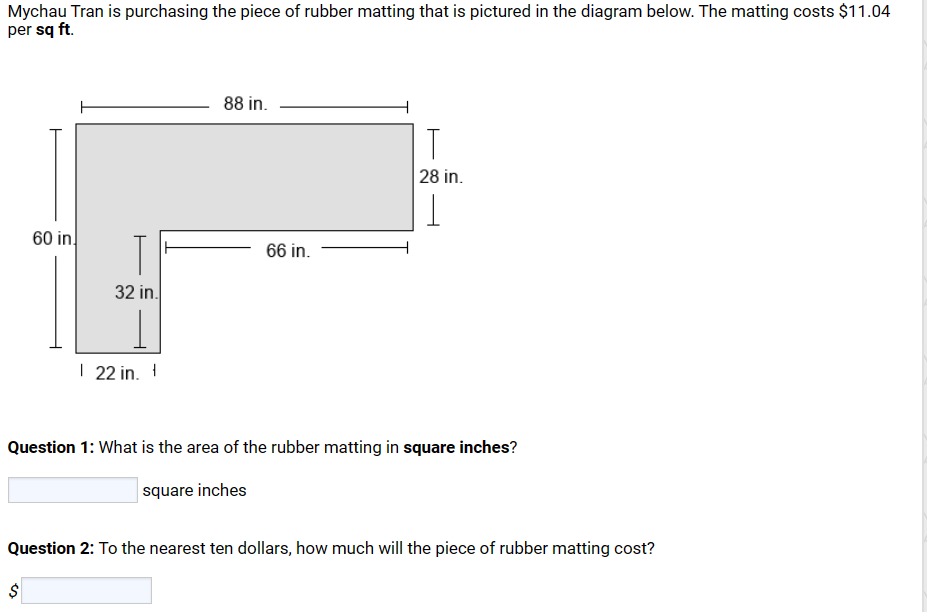 Solved Mychau Tran is purchasing the piece of rubber matting | Chegg.com