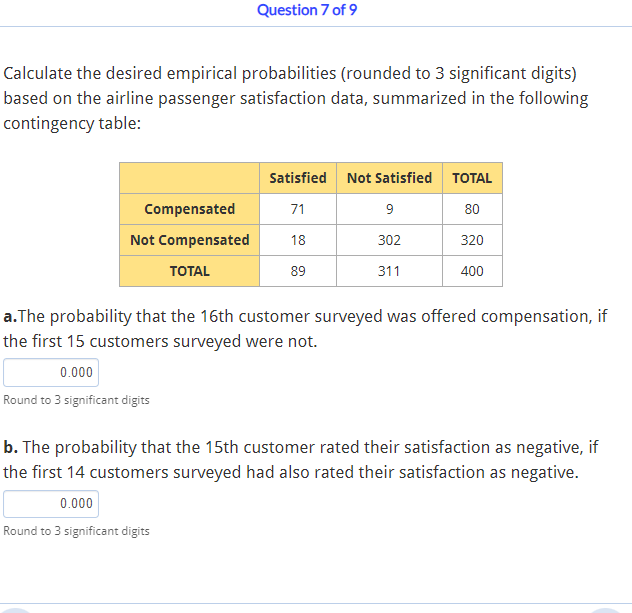 Solved Calculate the desired empirical probabilities | Chegg.com