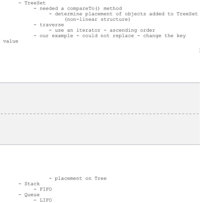 Solved - TreeSet - needed a compareTo() method - determine | Chegg.com