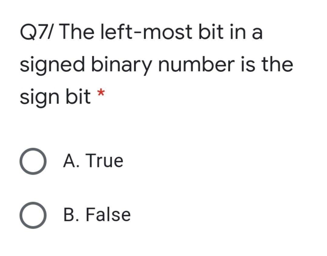 Solved QZ/ The left-most bit in a signed binary number is | Chegg.com