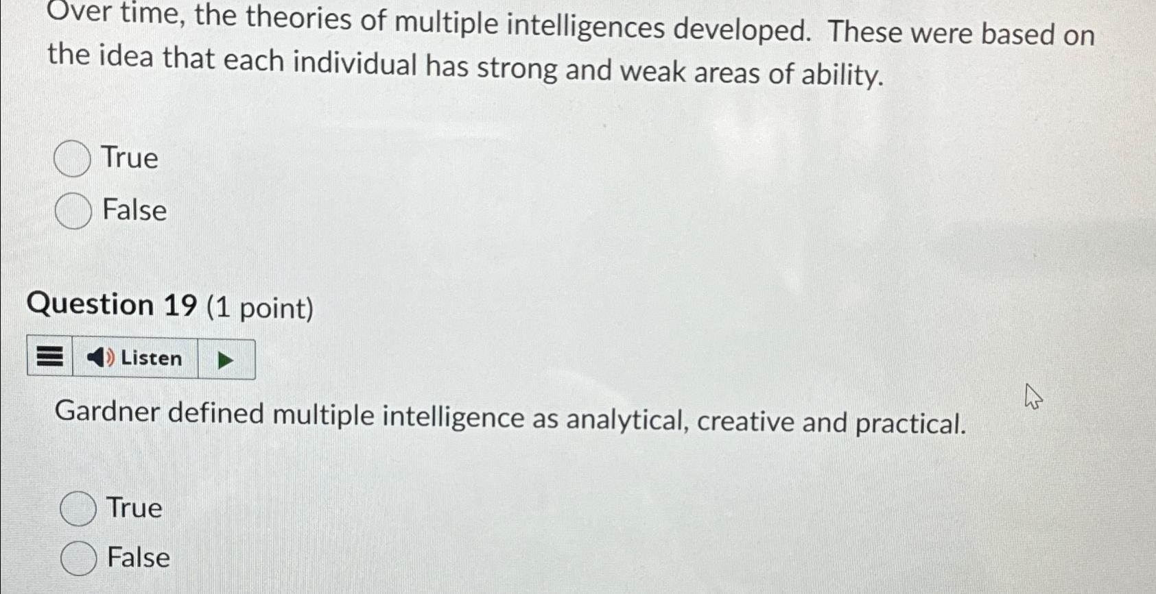 Solved Over time, the theories of multiple intelligences | Chegg.com