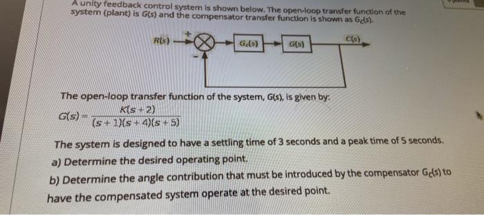 A unity feedback control system is shown below. The | Chegg.com