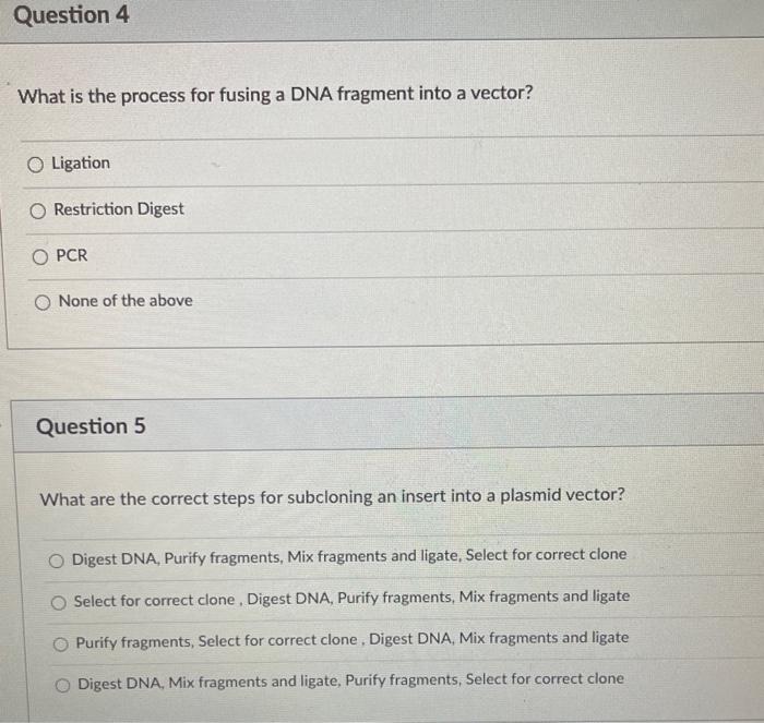 Solved What is the process for fusing a DNA fragment into a | Chegg.com