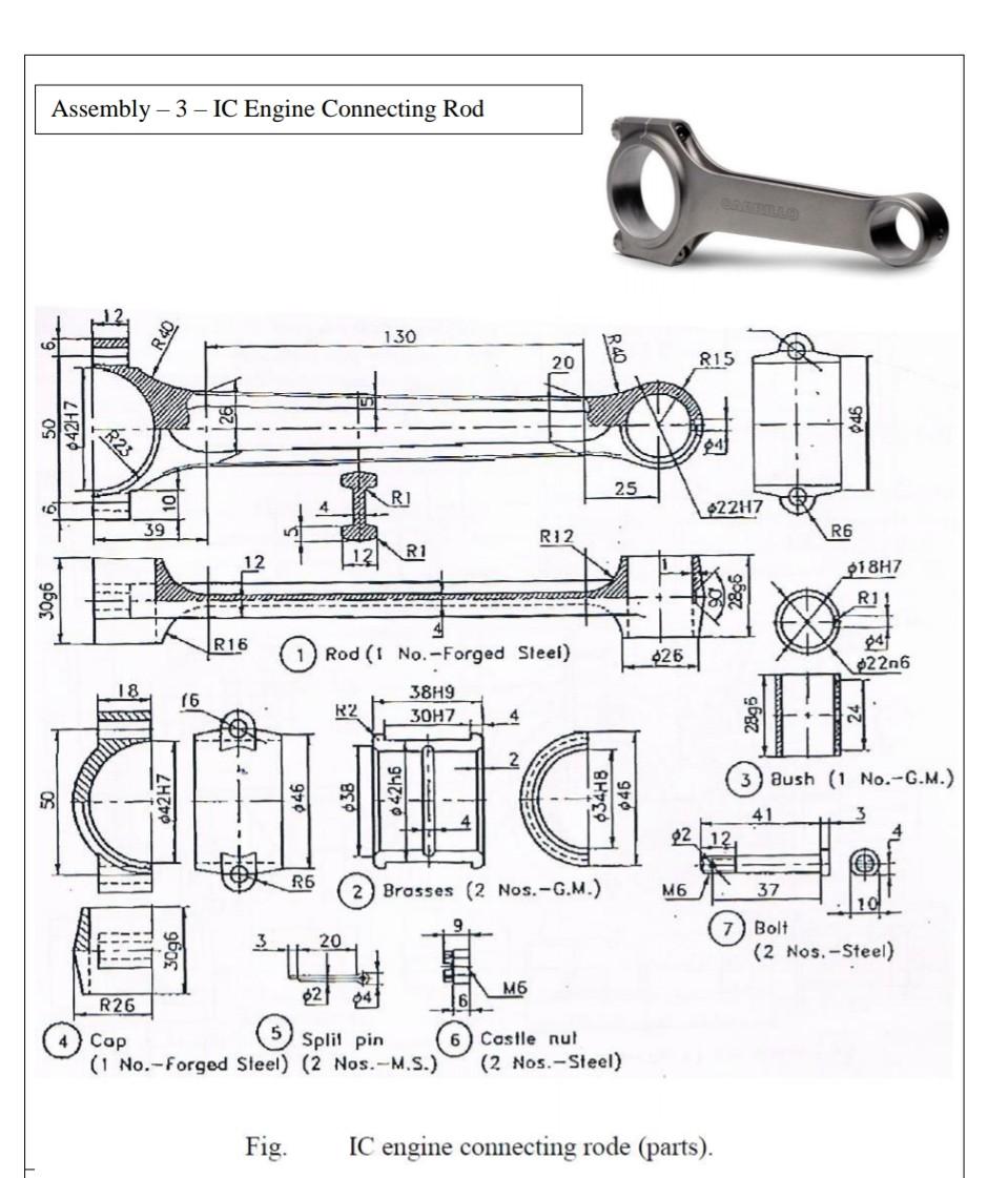 Solved Construct the assembly drawing and Bill of Material | Chegg.com