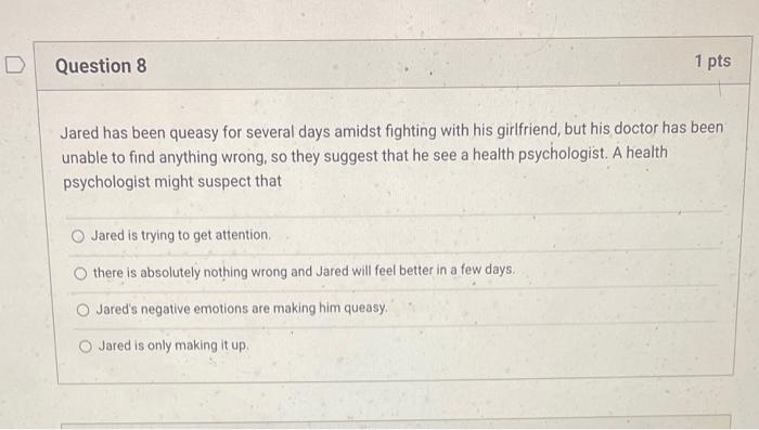 Solved Jared has been queasy for several days amidst | Chegg.com