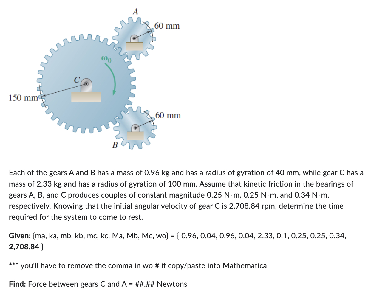 Solved Each of the gears A and B ﻿has a mass of 0.96kg ﻿and | Chegg.com