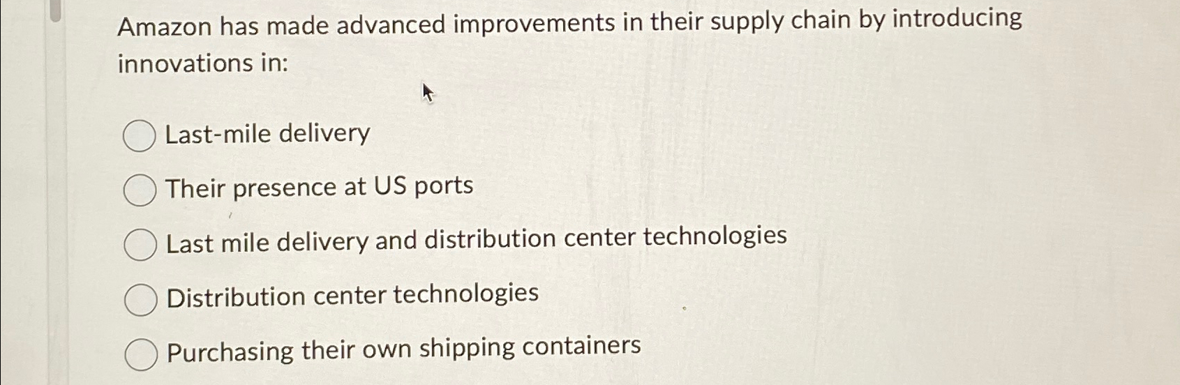 Solved Amazon has made advanced improvements in their supply | Chegg.com