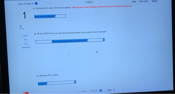 Solved Swed Help Save & Exit Submit 1 The amount of water | Chegg.com