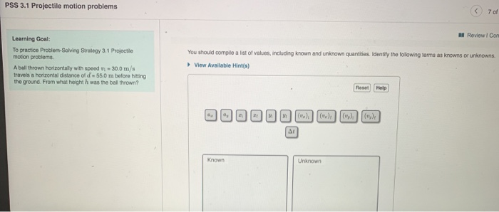 Solved PSS 3.1 Projectile motion problems Review Icon You | Chegg.com