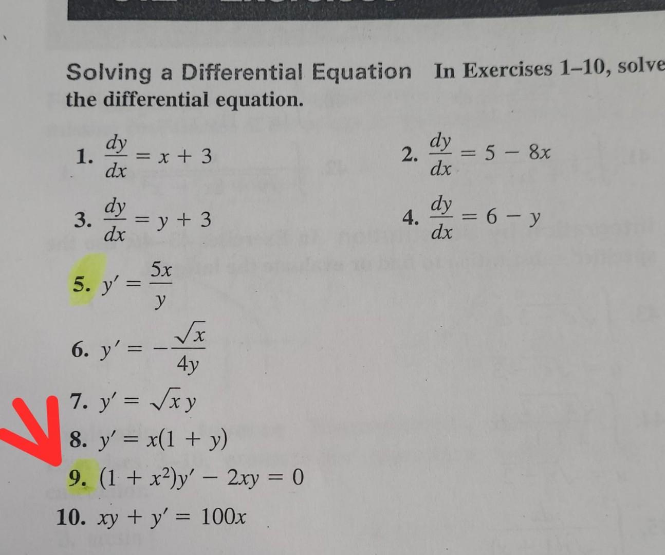 Solved Solving a Differential Equation In Exercises 1-10, | Chegg.com