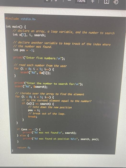 Solved + #include int main() { // declare an array, a loop | Chegg.com
