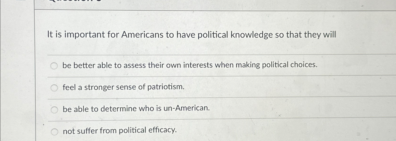 Solved It is important for Americans to have political | Chegg.com