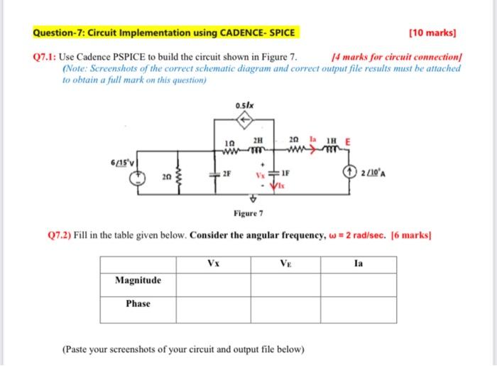 Solved Question-7: Circuit Implementation using CADENCE- | Chegg.com