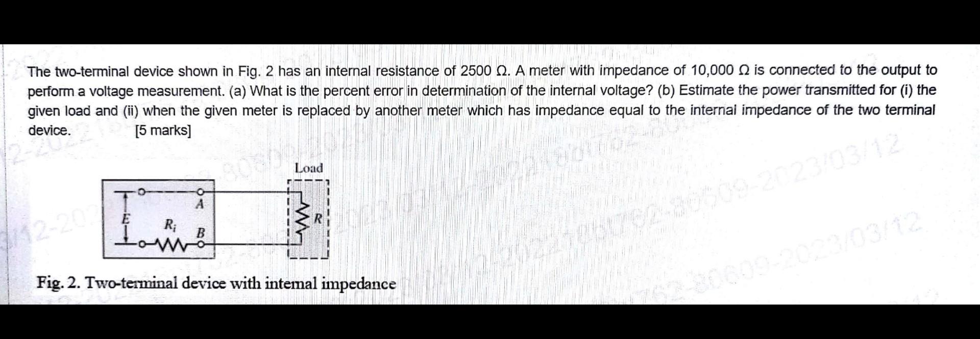 Solved The two-terminal device shown in Fig. 2 has an | Chegg.com