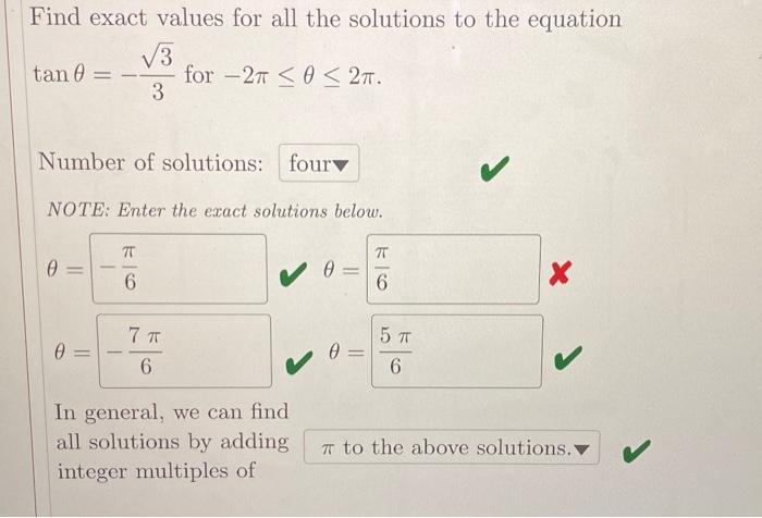 Solved Find exact values for all the solutions to the | Chegg.com