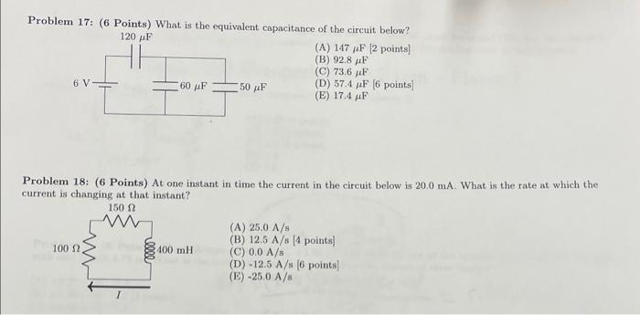 Solved Problem 18: (6 Points) At one instant in time the | Chegg.com Solved Problem 18: (6 Points) At one instant in time the | Chegg.com