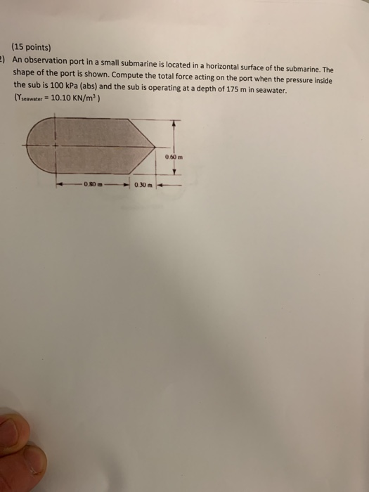 Solved (15 points) ) An observation port in a small | Chegg.com