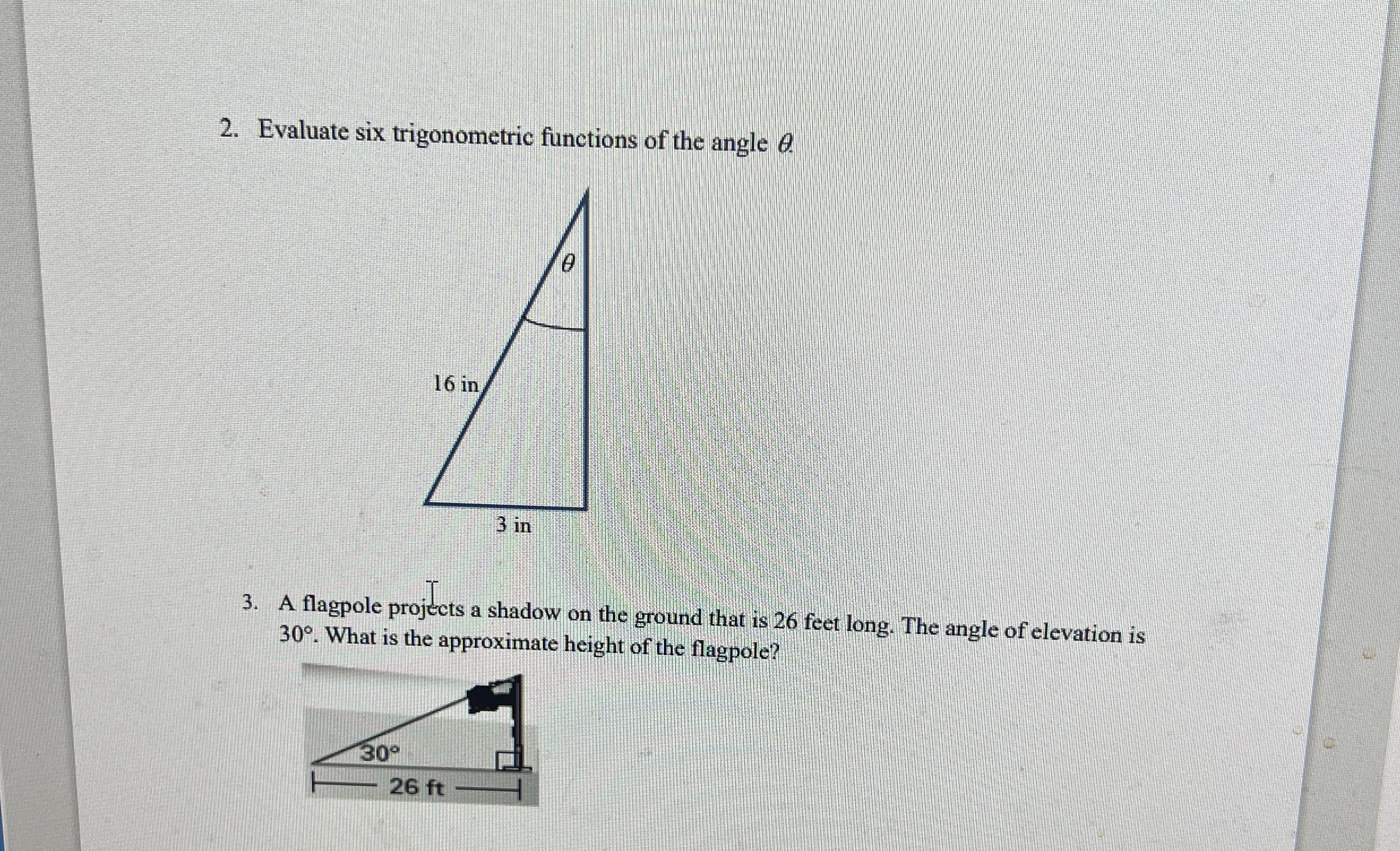Solved Evaluate six trigonometric functions of the angle θ.A | Chegg.com