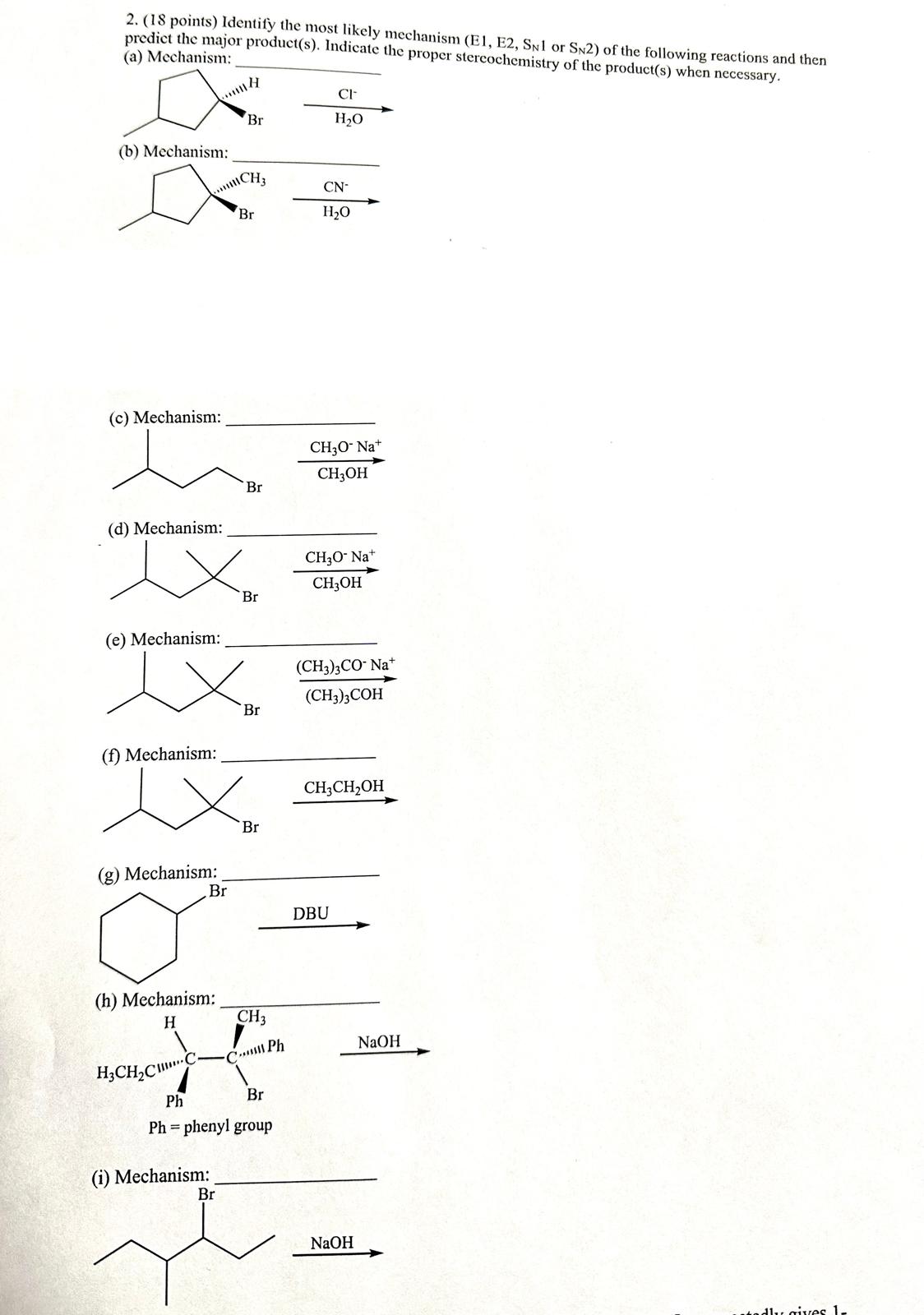 Solved Identify the most likely mechanism (E1, ﻿E2, ﻿Sn1 ﻿or | Chegg.com