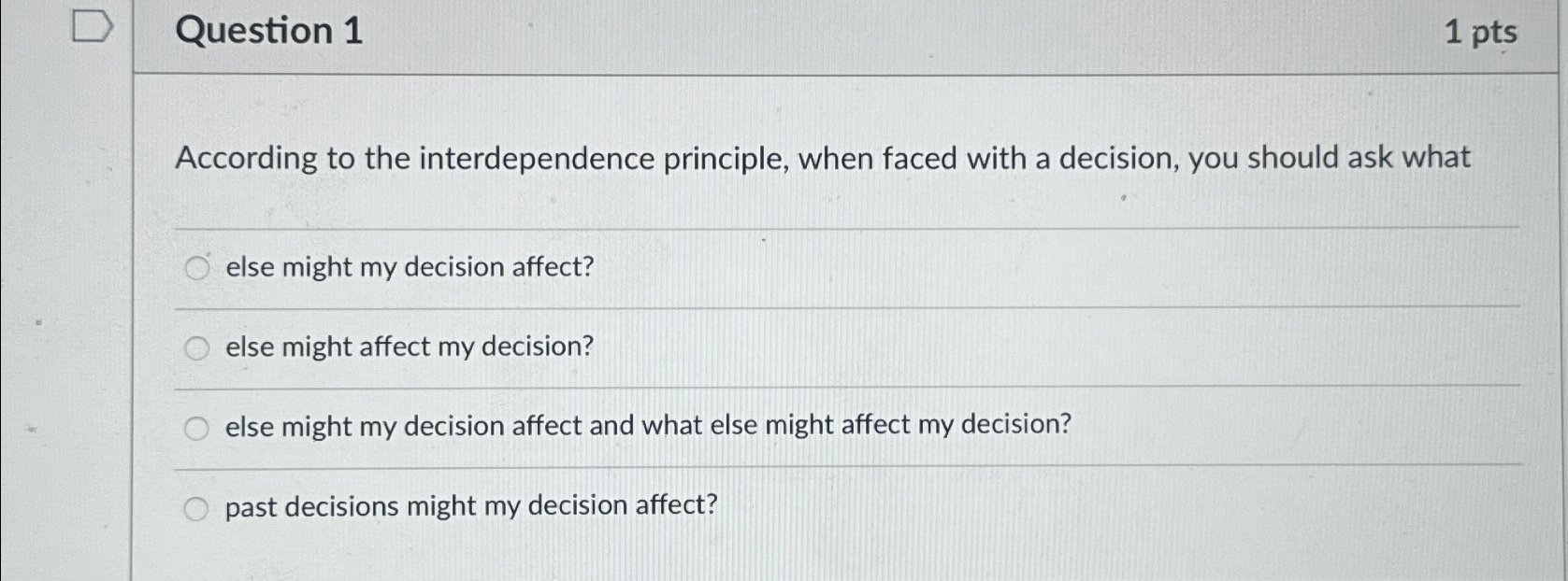 Solved Question 11ptsAccording to the interdependence | Chegg.com