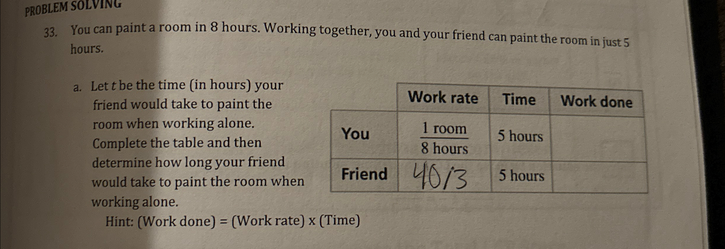 Solved You can paint a room in 8 ﻿hours. Working together, | Chegg.com