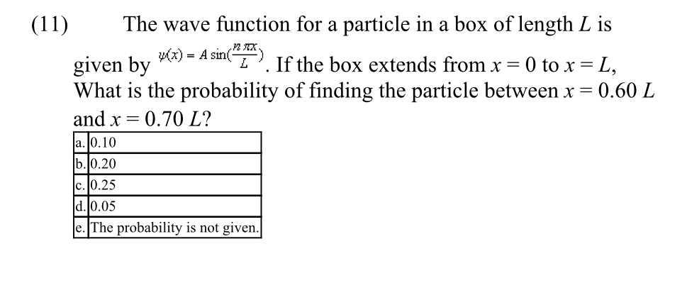 Solved The wave function for a particle in a box of length L | Chegg.com