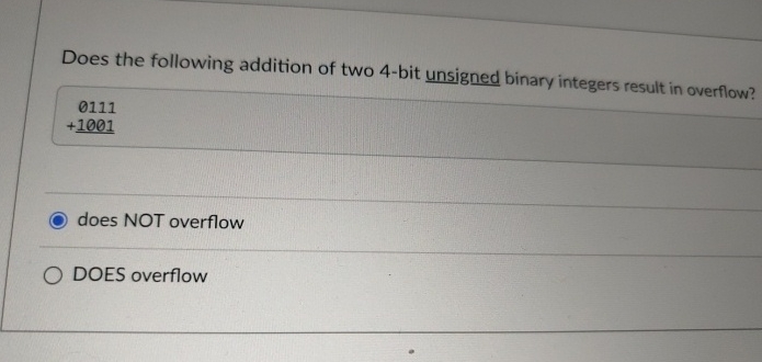 Solved Does The Following Addition Of Two 4 Bit Unsigned 4131