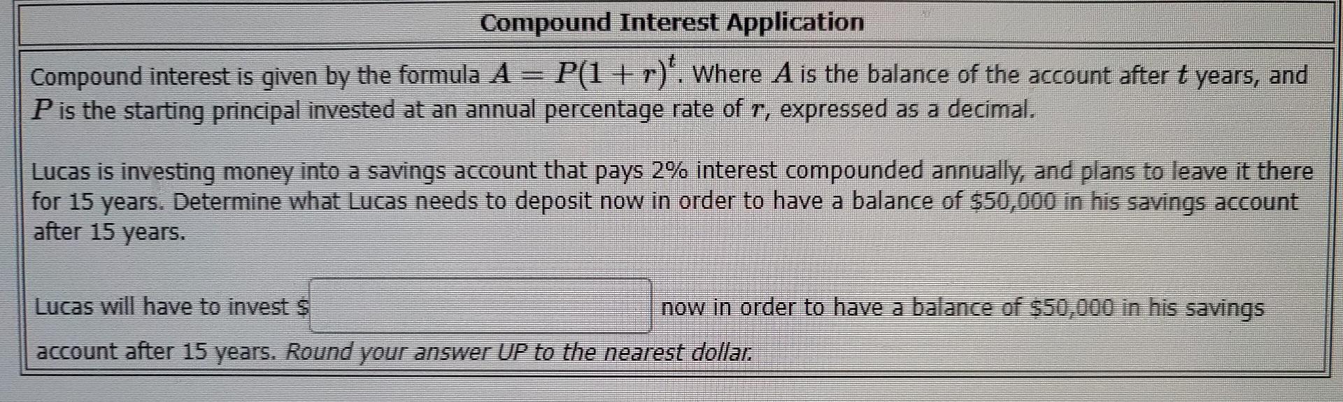 Solved Compound Interest Application Compound interest is | Chegg.com