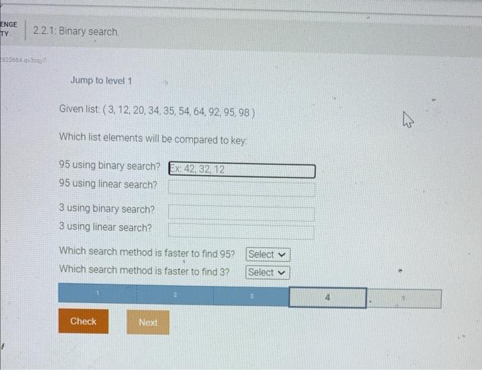 Solved \begin{tabular}{l|l} ENGE & 2.2.1: Binary search. \\ | Chegg.com