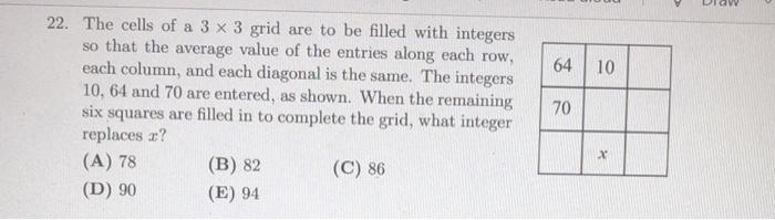 Solved D 64 10 22. The cells of a 3 x 3 grid are to be | Chegg.com