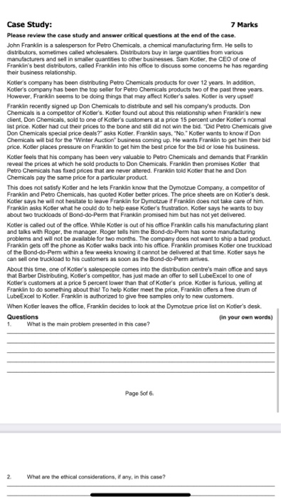 Solved Case Study: 7 Marks Please review the case study and | Chegg.com