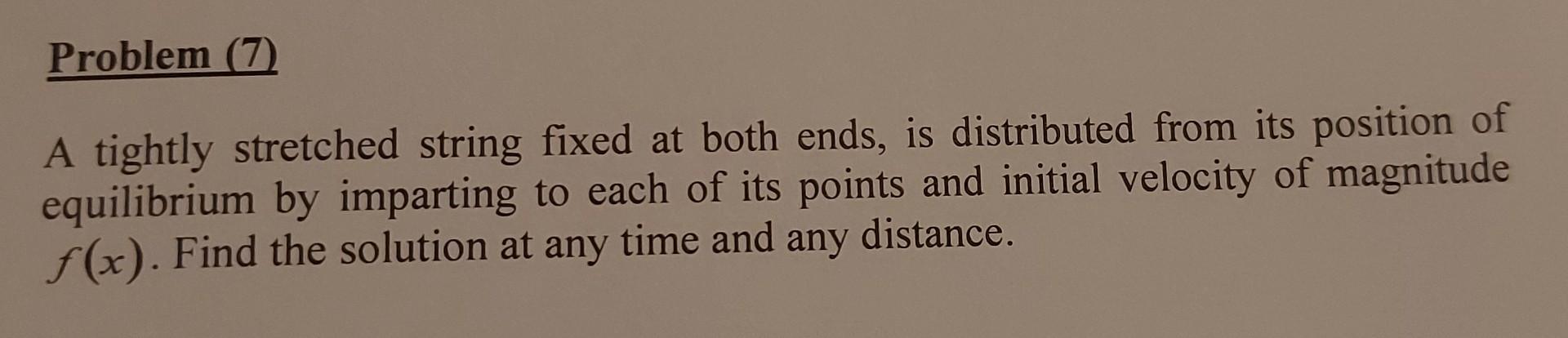 Solved Problem (7) A tightly stretched string fixed at both | Chegg.com