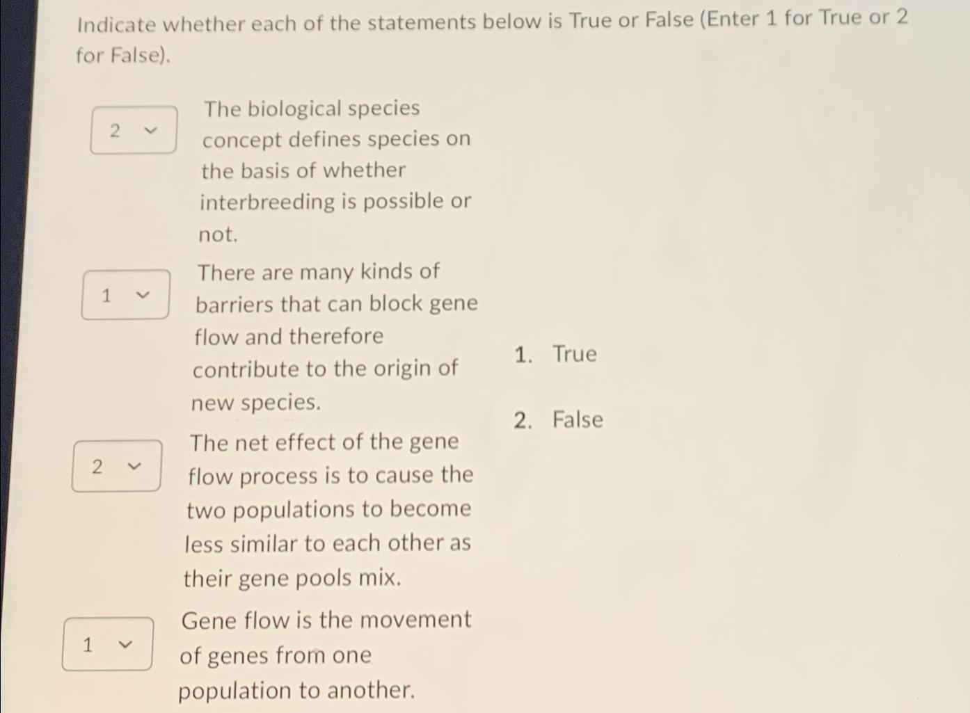 Solved Indicate whether each of the statements below is True | Chegg.com