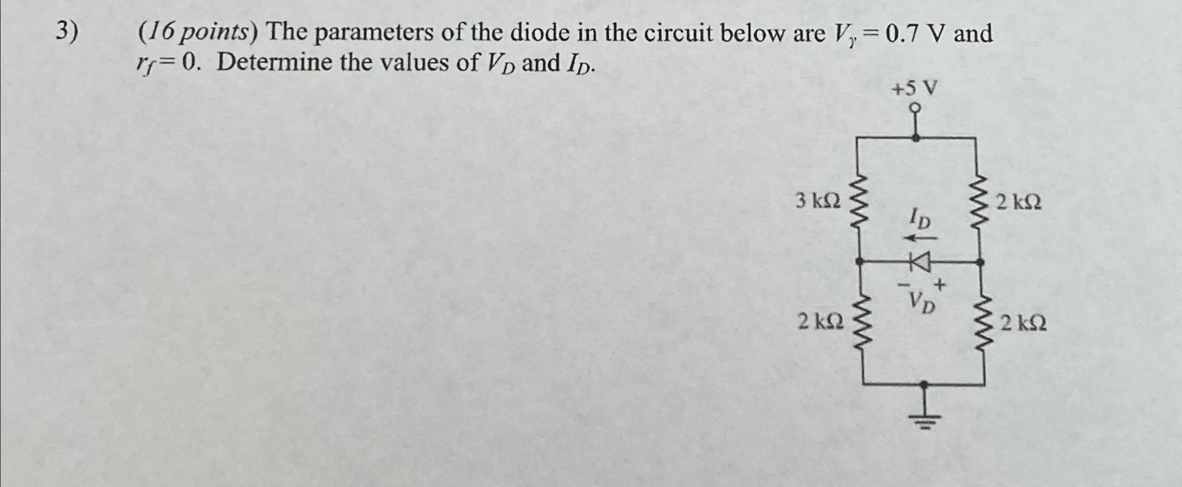 Solved (16 ﻿points) ﻿The parameters of the diode in the | Chegg.com