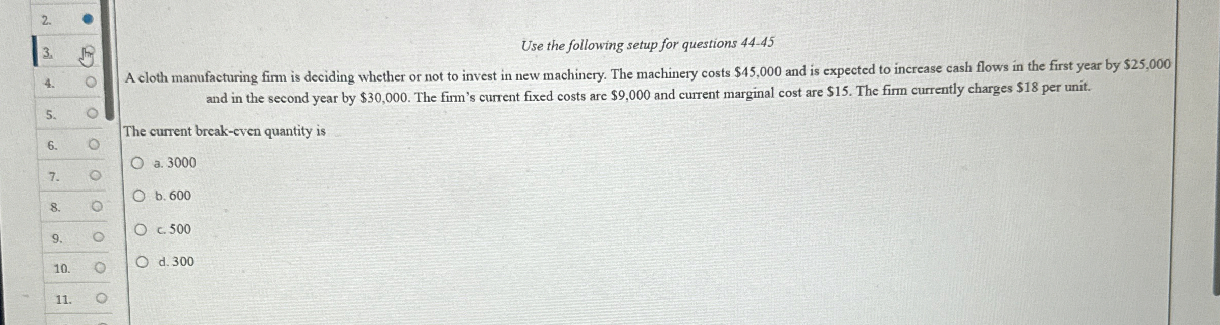Solved Use the following setup for questions 44-45A cloth | Chegg.com