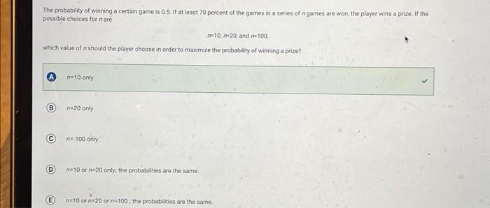 Solved The probability of winning a certain game is 0.5 . If | Chegg.com