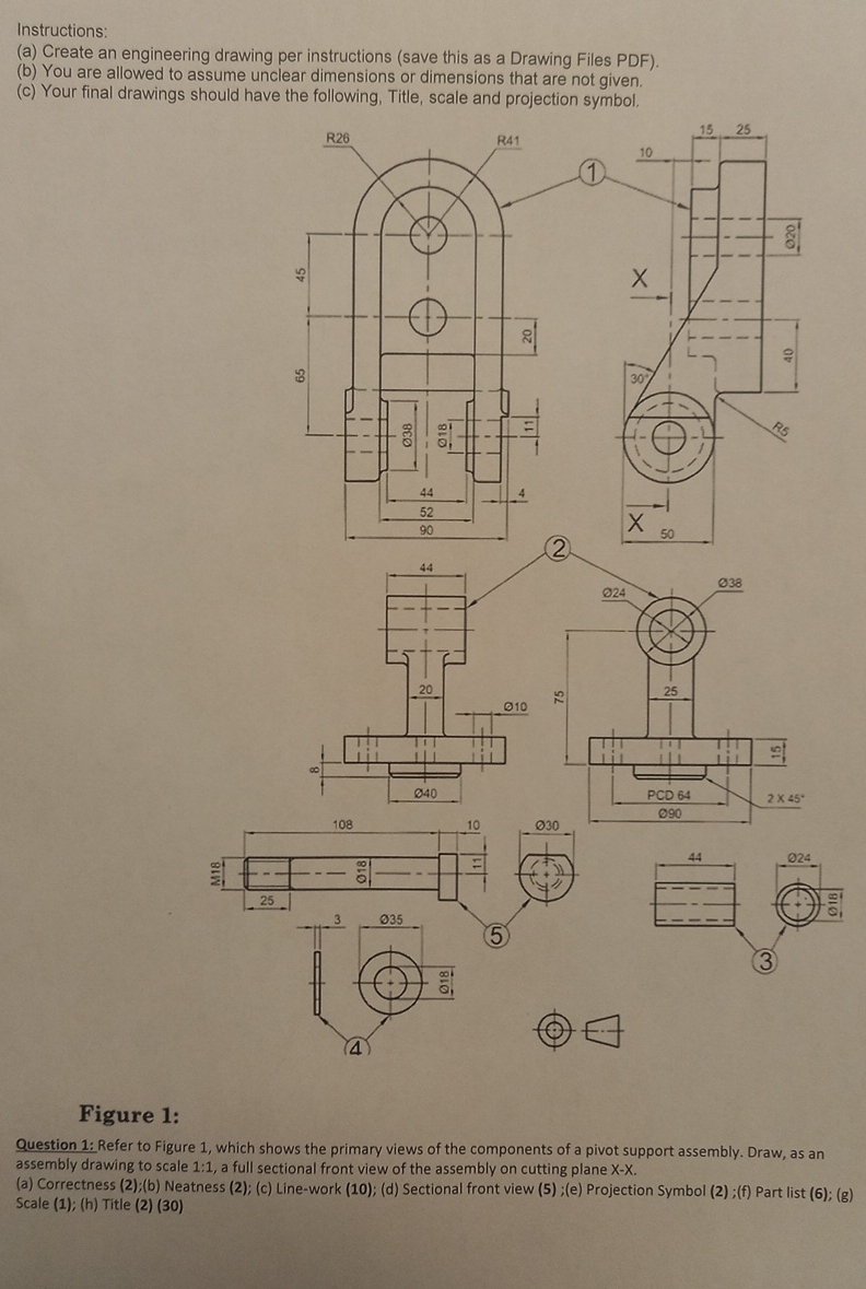 Instructions:(a) ﻿Create an engineering drawing per | Chegg.com
