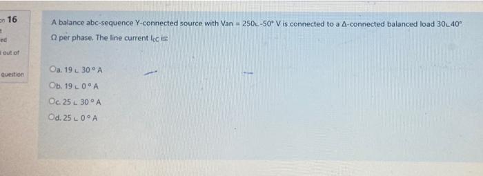 Solved 16 A balance abc-sequence Y-connected source with Van | Chegg.com