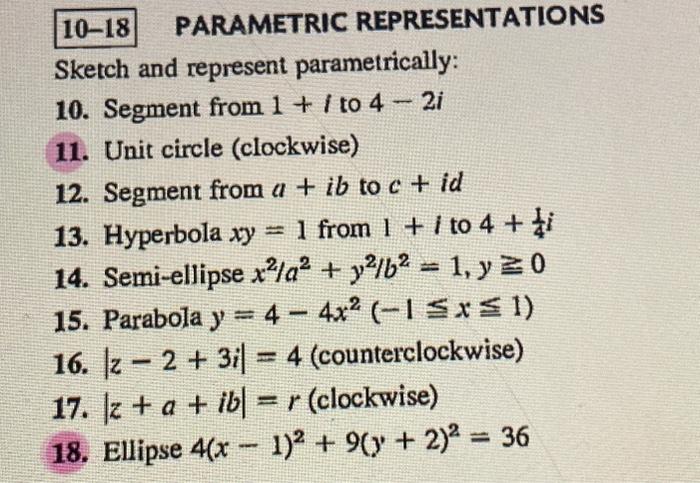 Solved Sketch and represent parametrically: 10. Segment from | Chegg.com