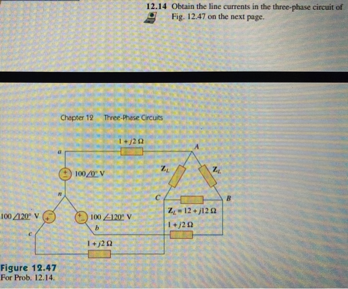 Solved 12.14 Obtain the line currents in the three-phase | Chegg.com