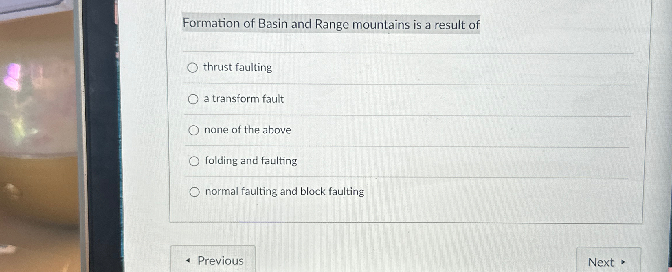 Solved Formation of Basin and Range mountains is a result | Chegg.com