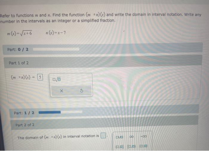 Solved Refer to functions m and n. Find the function (mn) () | Chegg.com